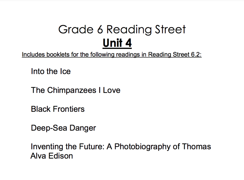 6th Grade Reading Street Activity Pack - Unit 4 | Made By Teachers