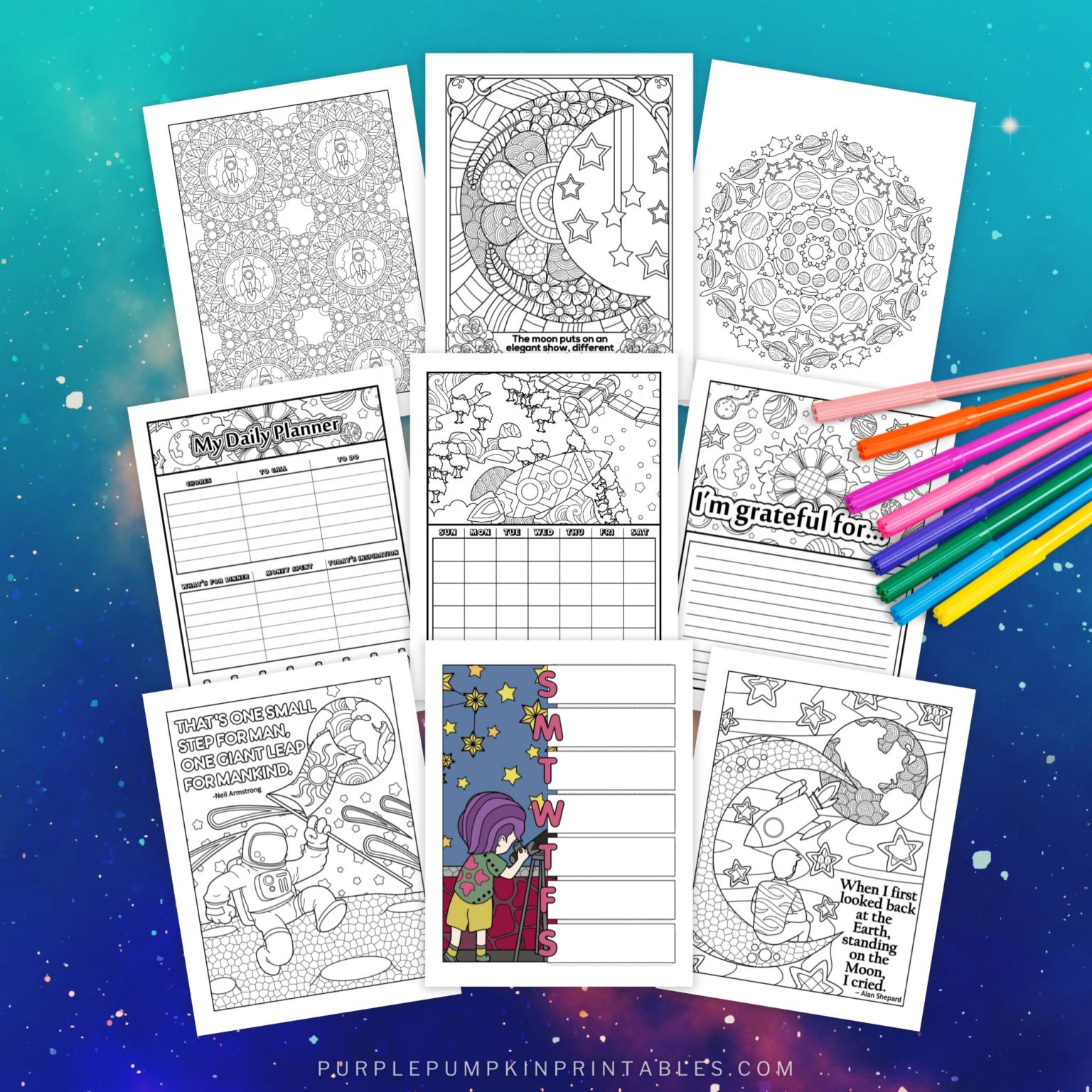 Printable Outer Space Planner Journal To Color | Made By Teachers