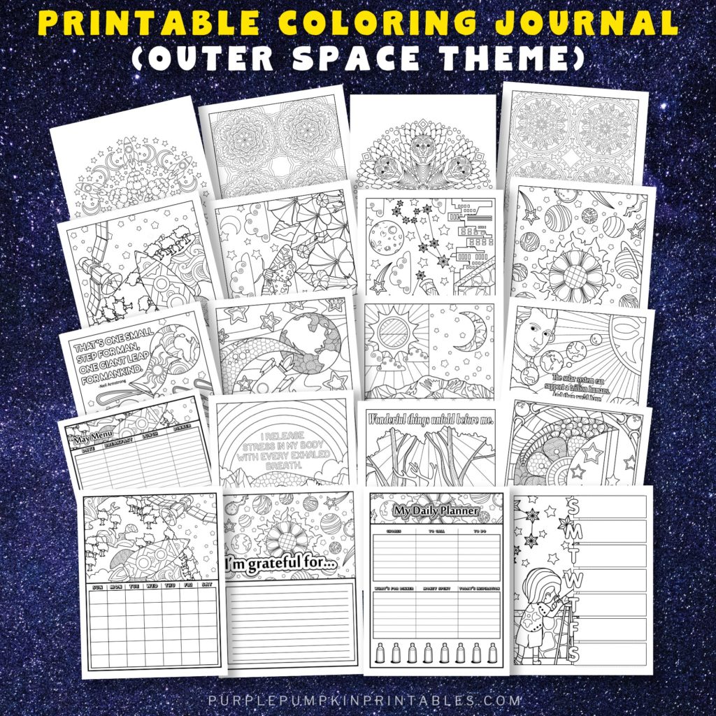 Printable Outer Space Planner Journal To Color - Made By Teachers