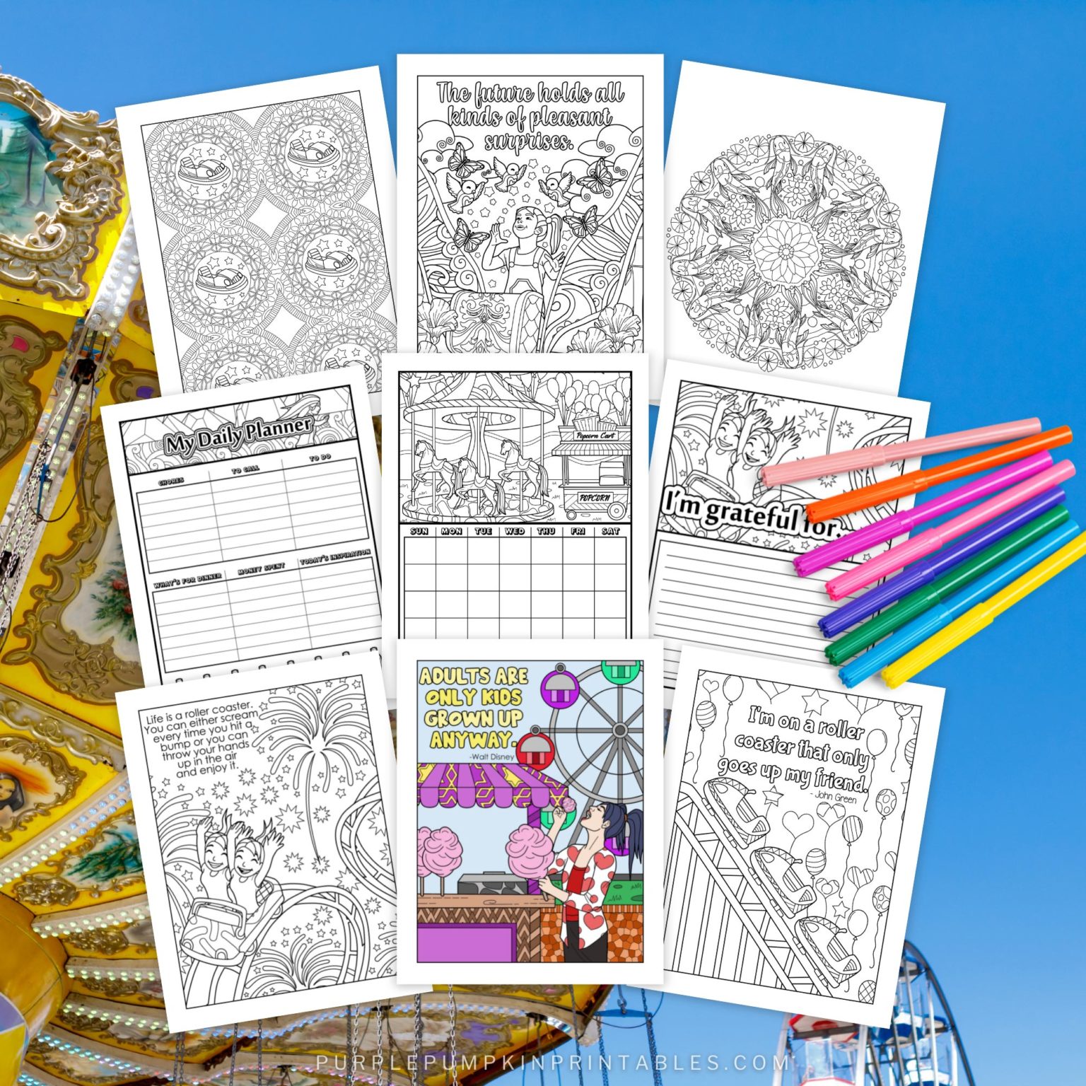 Printable Fairground Planner Journal To Color | Made By Teachers