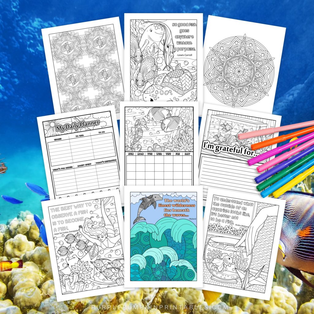 Printable Aquarium Themed Planner Journal To Color | Made By Teachers