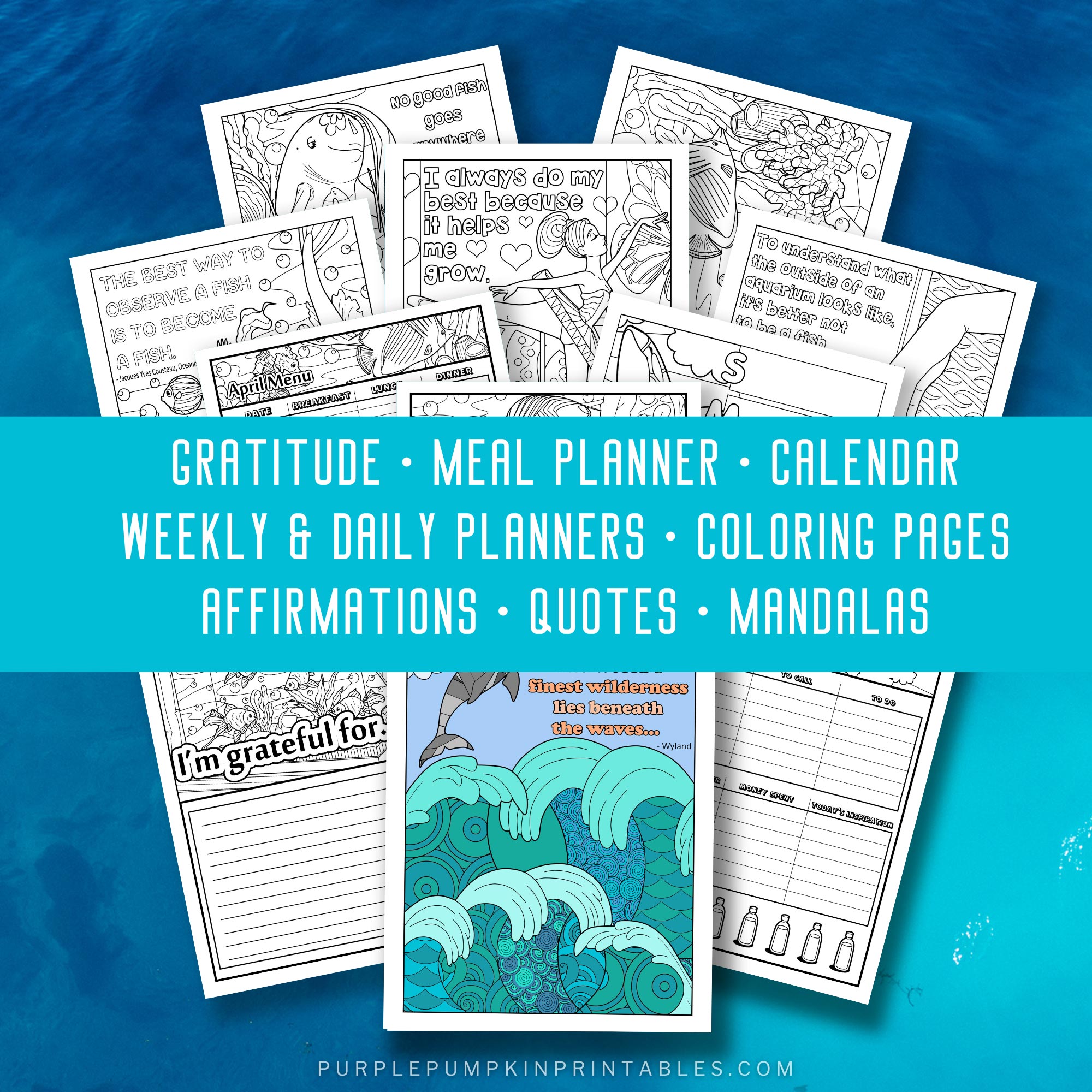 Printable Aquarium Themed Planner Journal To Color | Made By Teachers