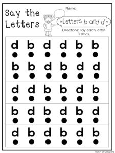 40 No Prep b and d Letter Reversal Worksheets - Made By Teachers