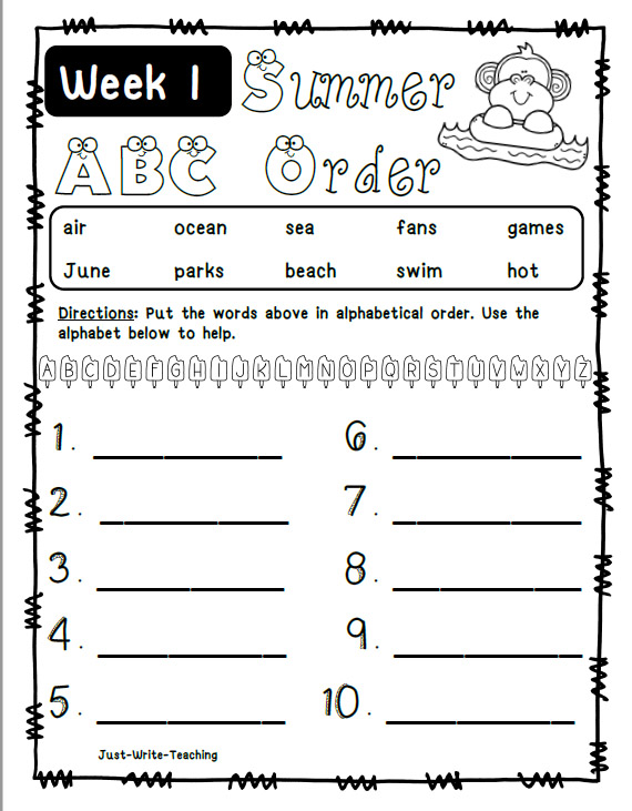 Summer ABC Order Activity Pack | Made By Teachers