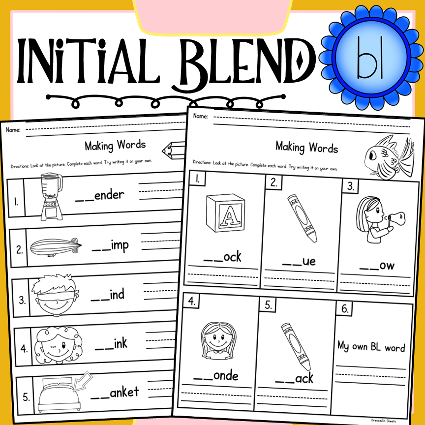 Initial Blend BL Worksheets | Made By Teachers