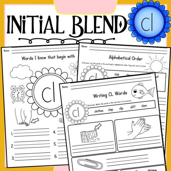 Initial Blend CL Worksheets - Made By Teachers