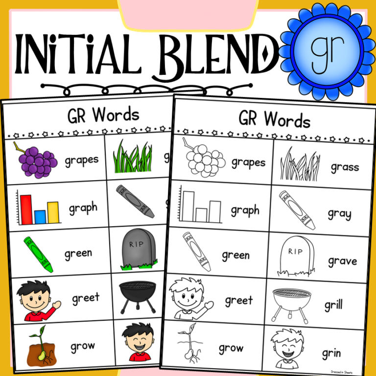 Initial Blend GR Worksheets - Made By Teachers