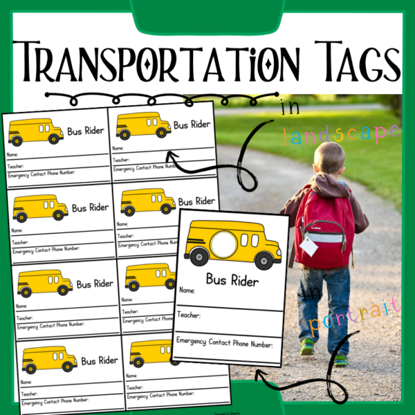 Transportation Tags - Made By Teachers