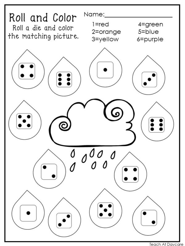 20 Printable Roll and Color Numbers Worksheets - Made By Teachers