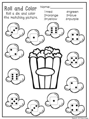 20 Printable Roll and Color Numbers Worksheets - Made By Teachers