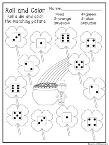 20 Printable Roll and Color Numbers Worksheets - Made By Teachers