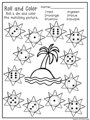20 Printable Roll and Color Numbers Worksheets - Made By Teachers