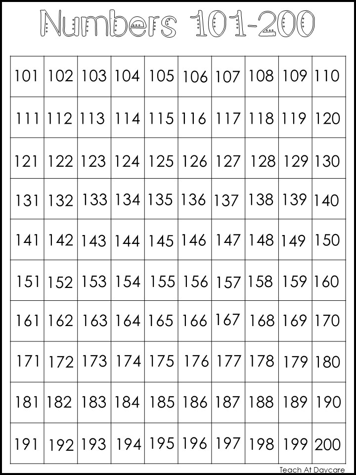 10 Printable Number Charts 0 1 000 Made By Teachers