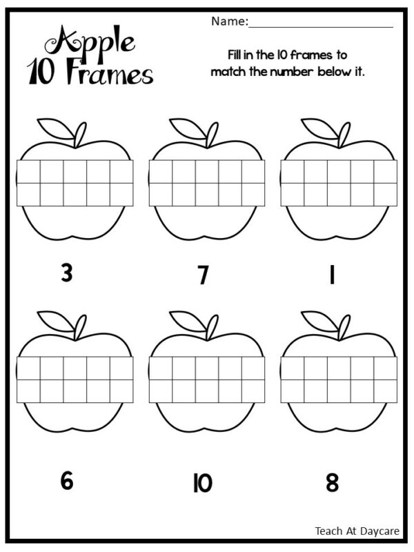 12 Printable Apple Ten Frame Worksheets - Made By Teachers