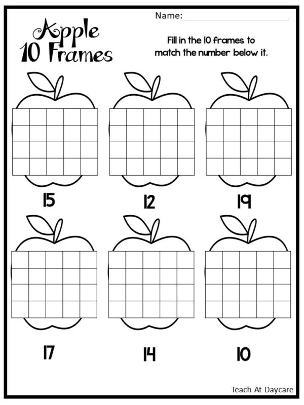 12 Printable Apple Ten Frame Worksheets - Made By Teachers