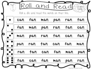 22 Printable Roll and Read Word Families Worksheet - Made By Teachers