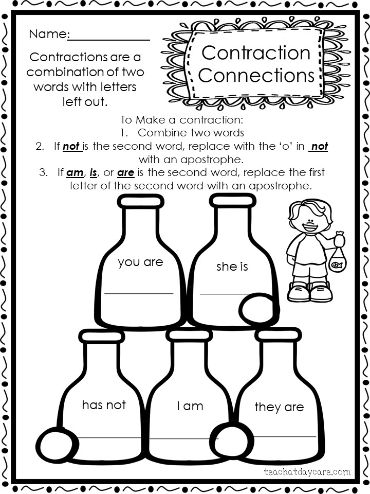 10 Printable Contractions Worksheets. | Made By Teachers