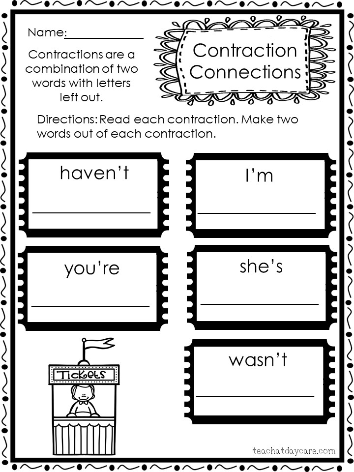 10 Printable Contractions Worksheets. | Made By Teachers