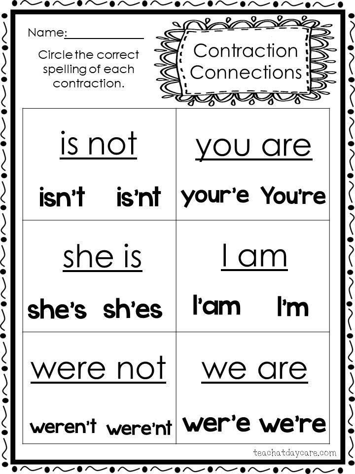 10 Printable Contractions Worksheets. | Made By Teachers