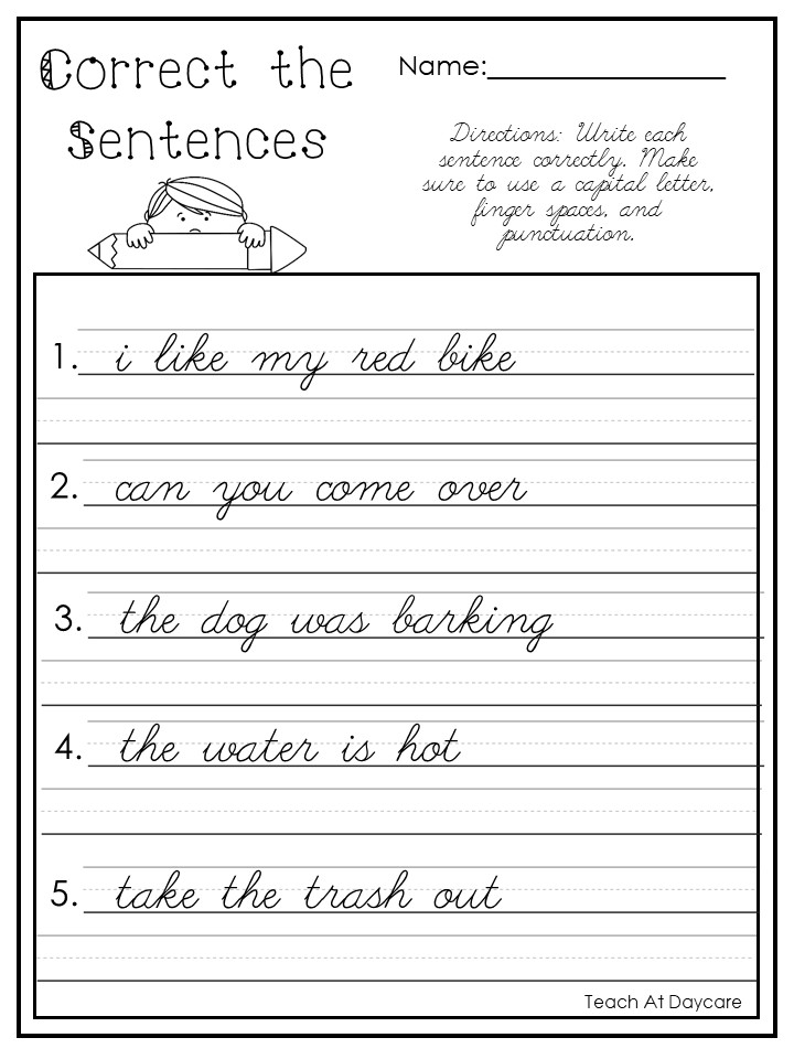 Cursive Practice Sheets Sentences Free Printable Worksheet