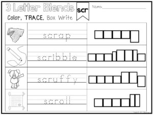 3 Letter Blend Words Color, Trace, Write, Box Writ - Made By Teachers