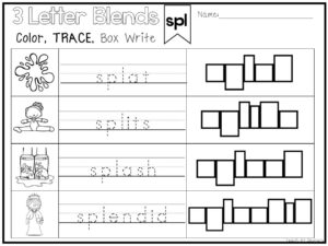 3 Letter Blend Words Color, Trace, Write, Box Writ - Made By Teachers