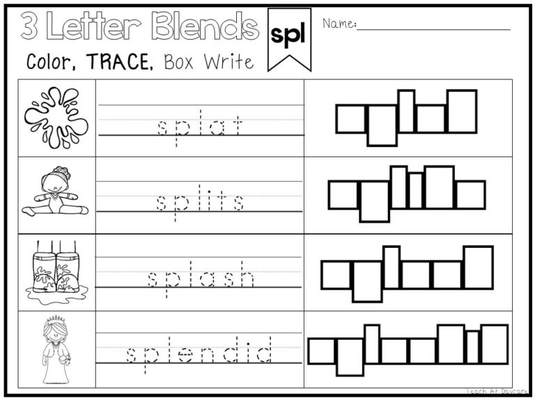 3 Letter Blend Words Color, Trace, Write, Box Writ - Made By Teachers