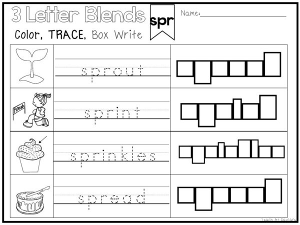 3 Letter Blend Words Color, Trace, Write, Box Writ - Made By Teachers