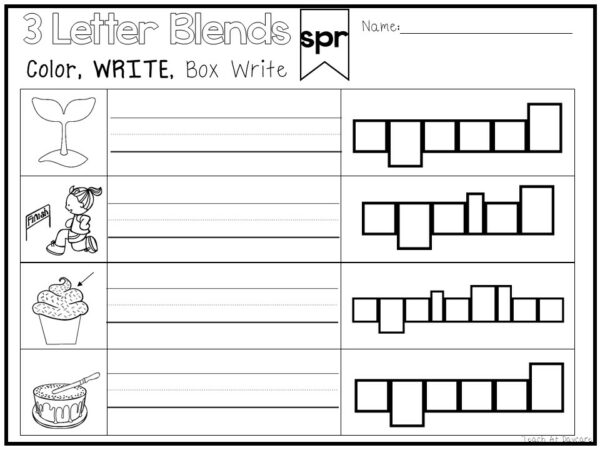 3 Letter Blend Words Color, Trace, Write, Box Writ - Made By Teachers