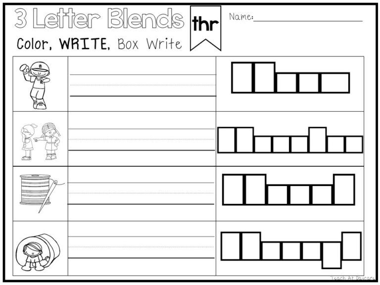 3 Letter Blend Words Color, Trace, Write, Box Writ - Made By Teachers