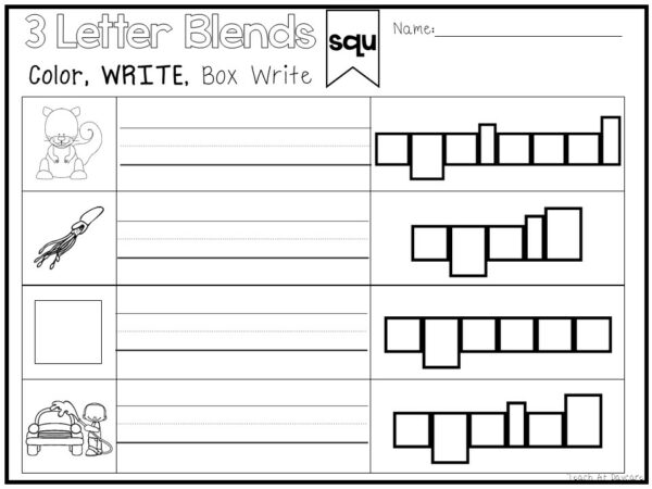 3 Letter Blend Words Color, Trace, Write, Box Writ - Made By Teachers