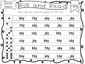 10 Roll and Read Special Vowels and Double Vowels | Made By Teachers