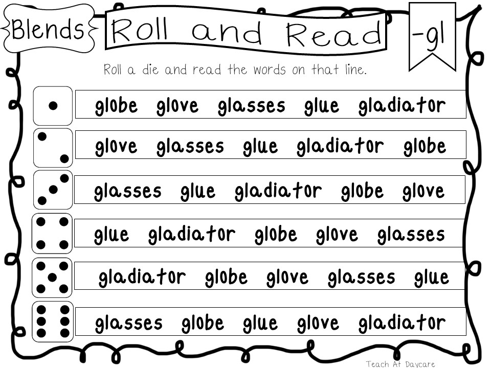 20 Printable Blends Roll and Read Worksheets. - Made By Teachers