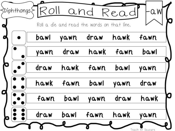 Diphthongs Roll and Read the Word Worksheets. - Made By Teachers