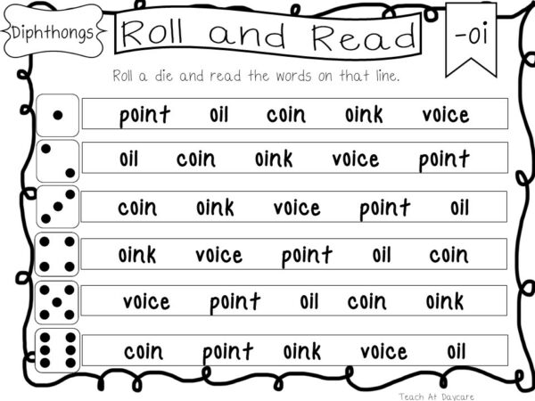 Diphthongs Roll and Read the Word Worksheets. - Made By Teachers