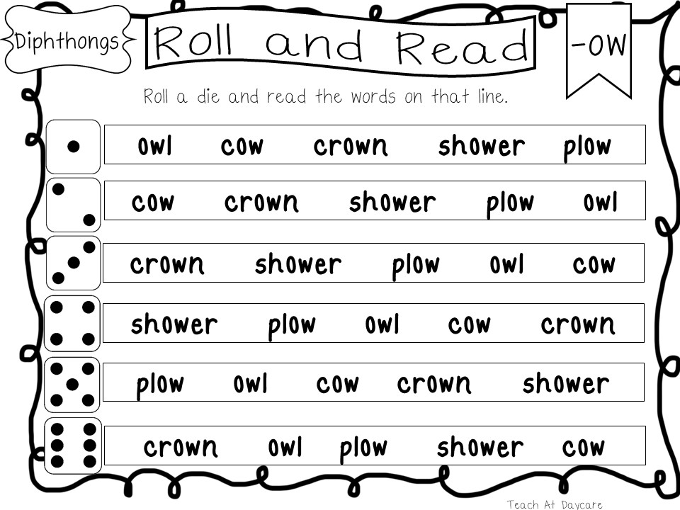 Diphthongs Roll and Read the Word Worksheets. - Made By Teachers