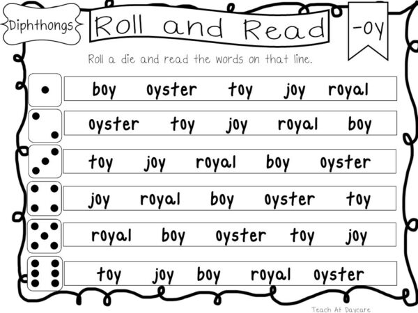 Diphthongs Roll and Read the Word Worksheets. - Made By Teachers