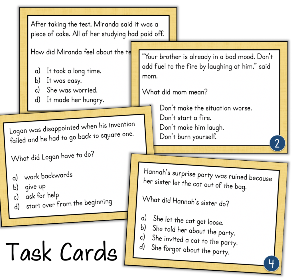 IDIOMS Activities, Task Cards, and Posters | Made By Teachers