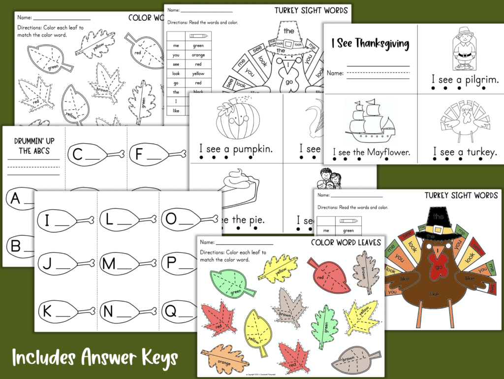 Thanksgiving Math Reading Worksheets Kindergarten | Made By Teachers