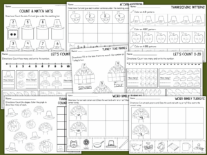 Thanksgiving Math Reading Worksheets Kindergarten - Made By Teachers