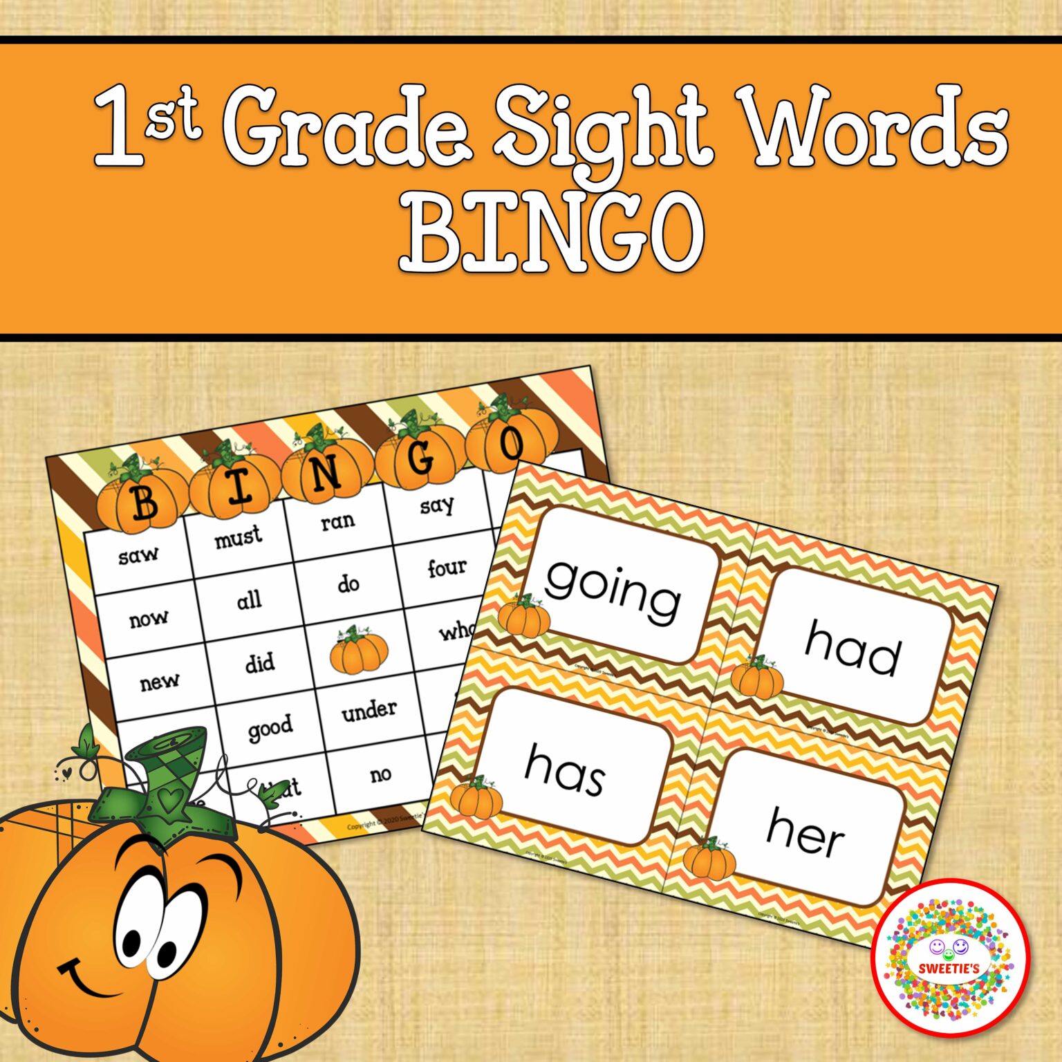First Grade Sight Word Bingo Fall Autumn | Made By Teachers