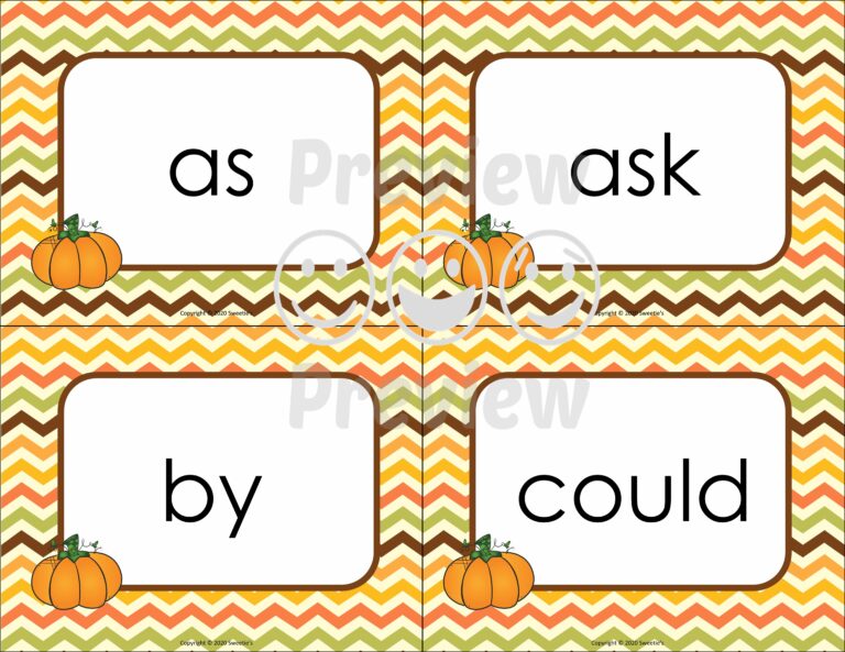 First Grade Sight Word Bingo Fall Autumn | Made By Teachers