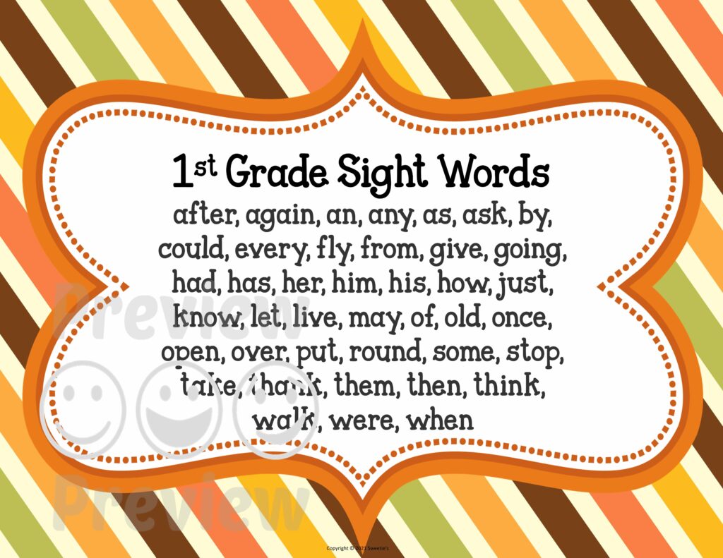First Grade Sight Word Bingo Fall Autumn | Made By Teachers