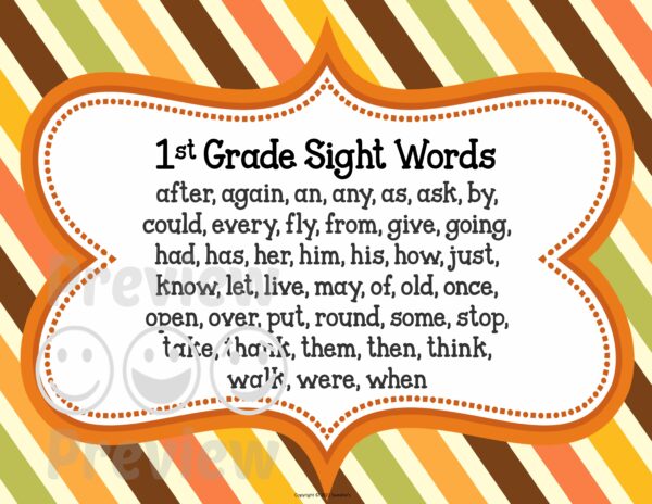 First Grade Sight Word Bingo Fall Autumn | Made By Teachers