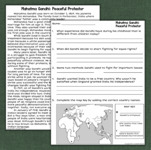 Gandhi, Mandela, Elie Wiesel World History Reading | Made By Teachers