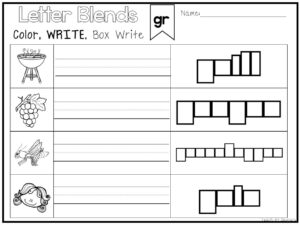 40 Printable Blends Color, Trace, and Box Write Wo - Made By Teachers
