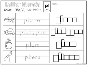 40 Printable Blends Color, Trace, and Box Write Wo - Made By Teachers