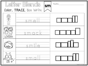 40 Printable Blends Color, Trace, and Box Write Wo - Made By Teachers