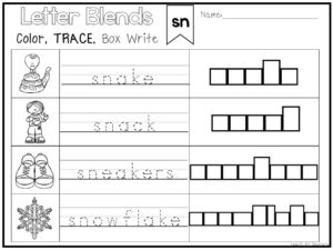 40 Printable Blends Color, Trace, and Box Write Wo - Made By Teachers
