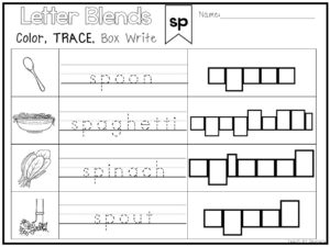 40 Printable Blends Color, Trace, and Box Write Wo - Made By Teachers